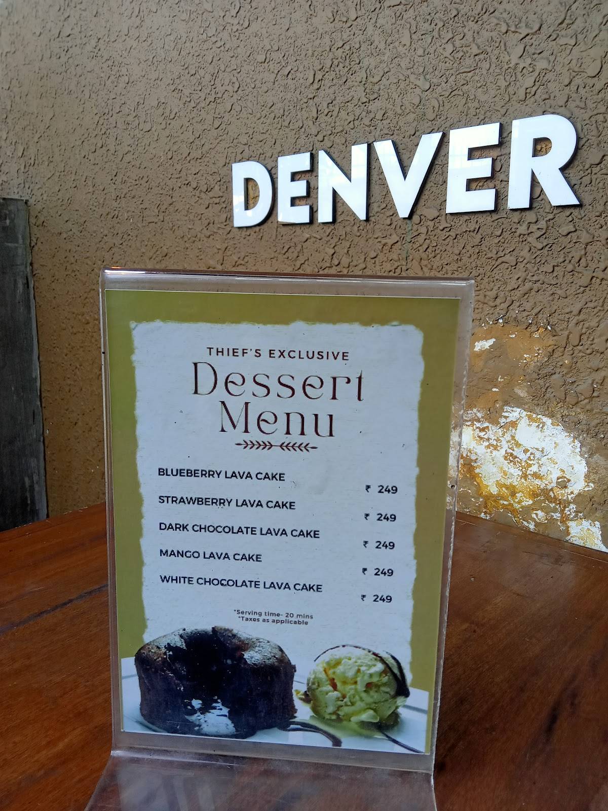 Menu at THE THIEF, Chennai