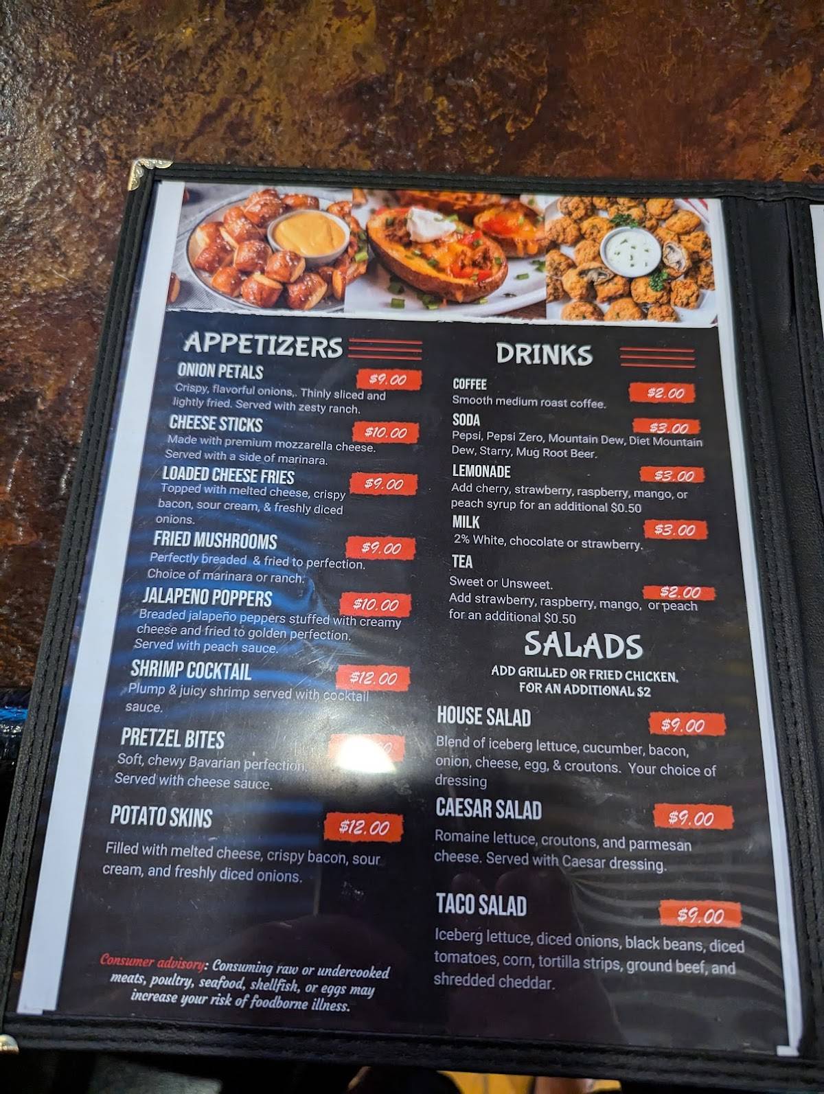 Menu at TJ’s Steakhouse & Tavern, LLC, New Paris