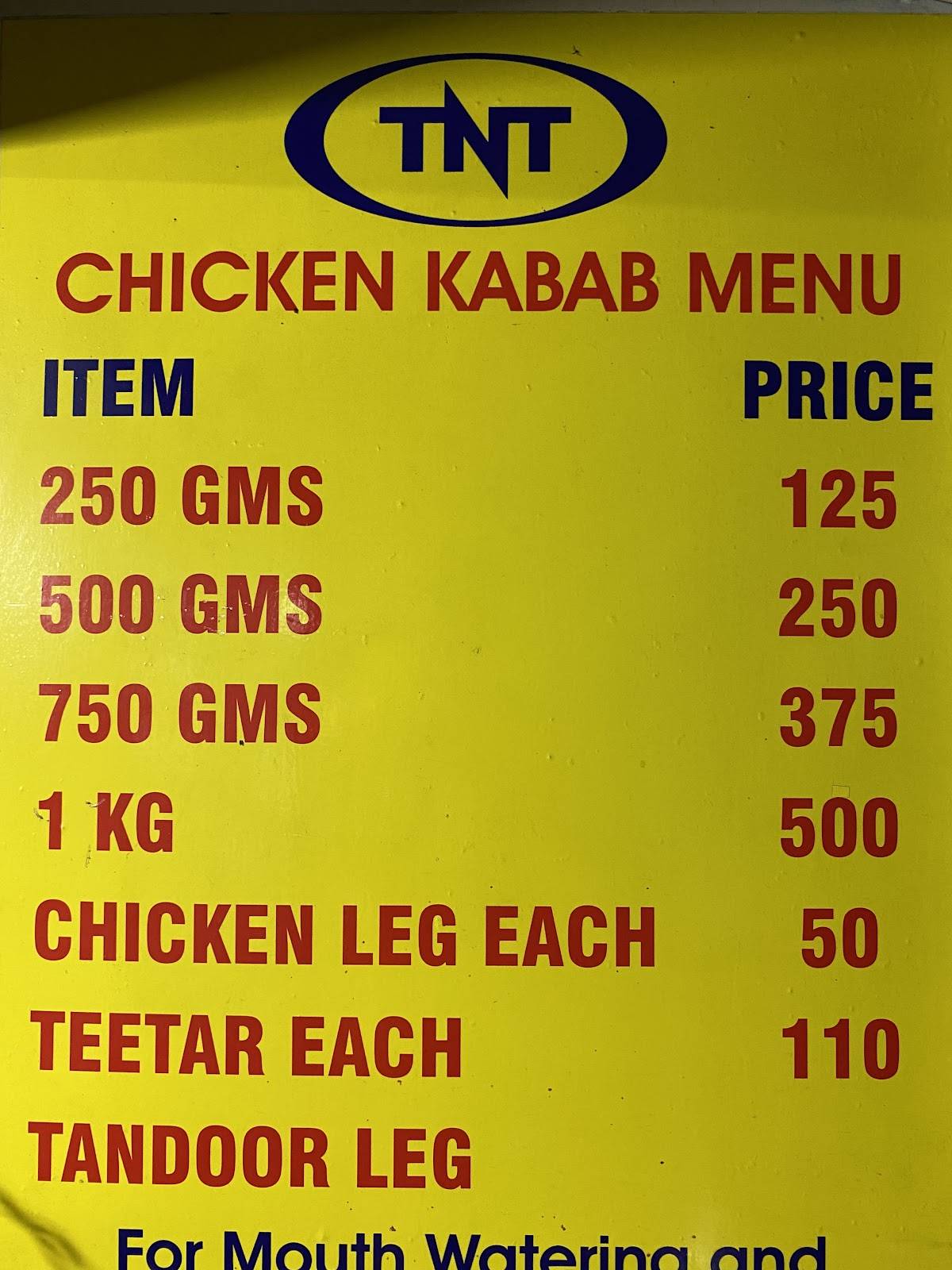 Menu at TNT CHICKEN KABAB POINT, Bengaluru