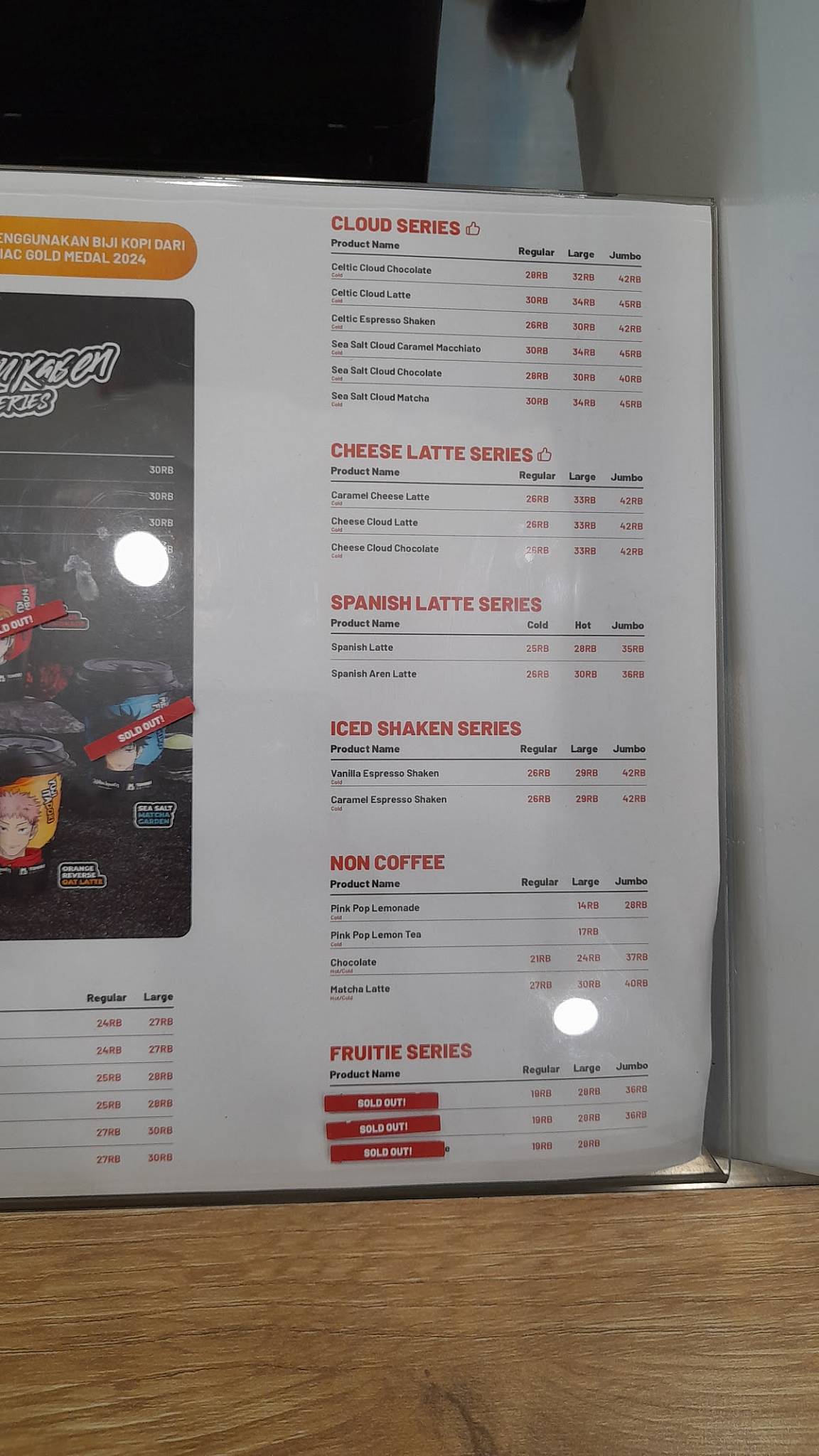 Carta de TOMORO COFFEE - Cleon Park, Yakarta Oriental