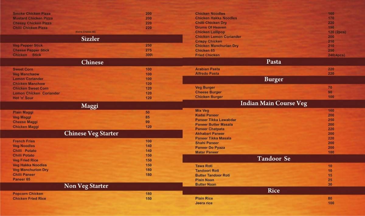 Menu at TWILIGHT RESTRO & CAFE, India