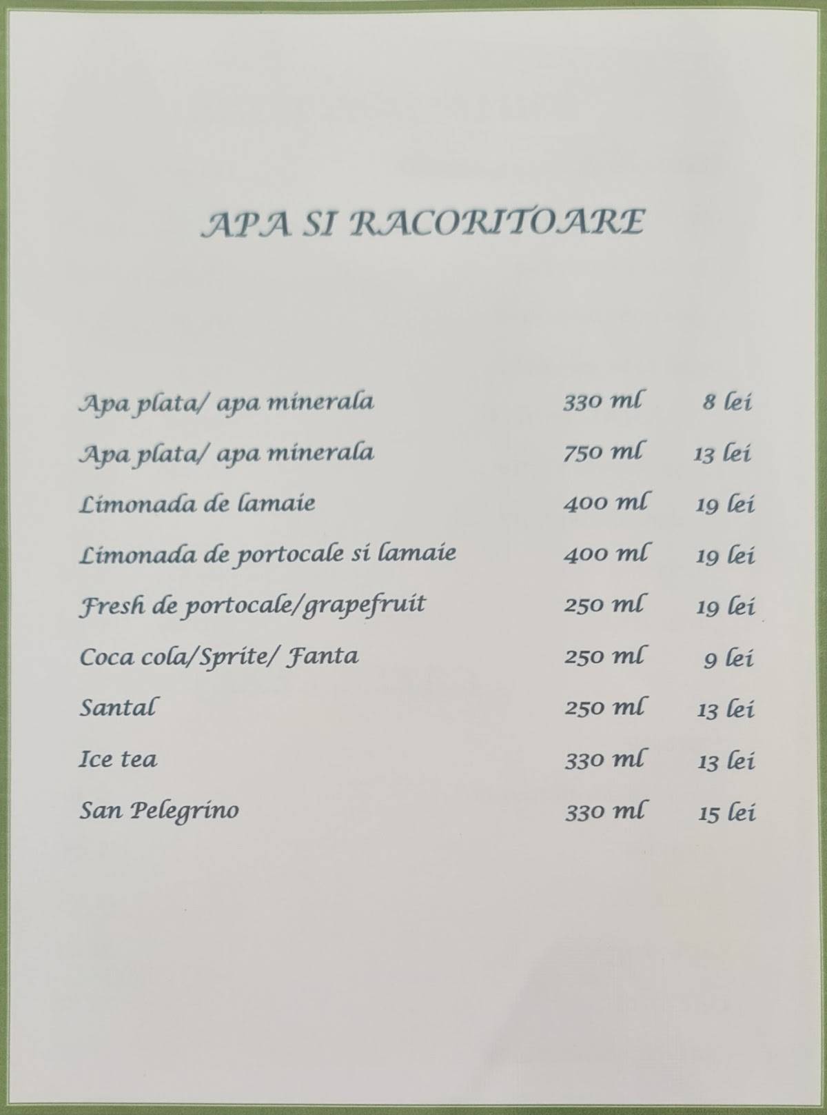 Menu at Tabiet 41 Restaurant, Bucharest