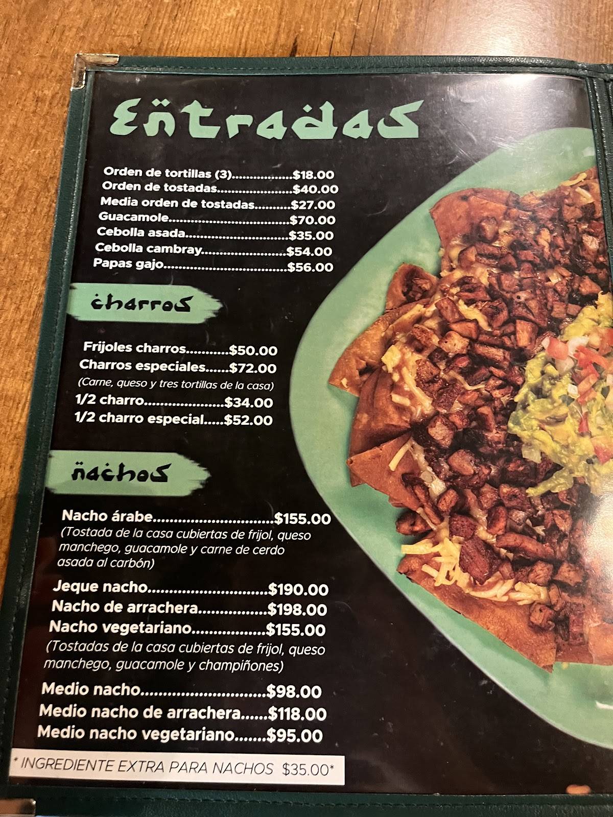 Menu at Taco árabe Av. Yucatán restaurant, Merida