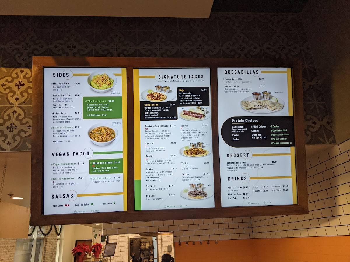 Carta del restaurante Tacos Don Manolito, Los Angeles