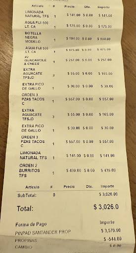 Menu at Tacos Frontera restaurant, Las Veredas, Los Cabos International ...