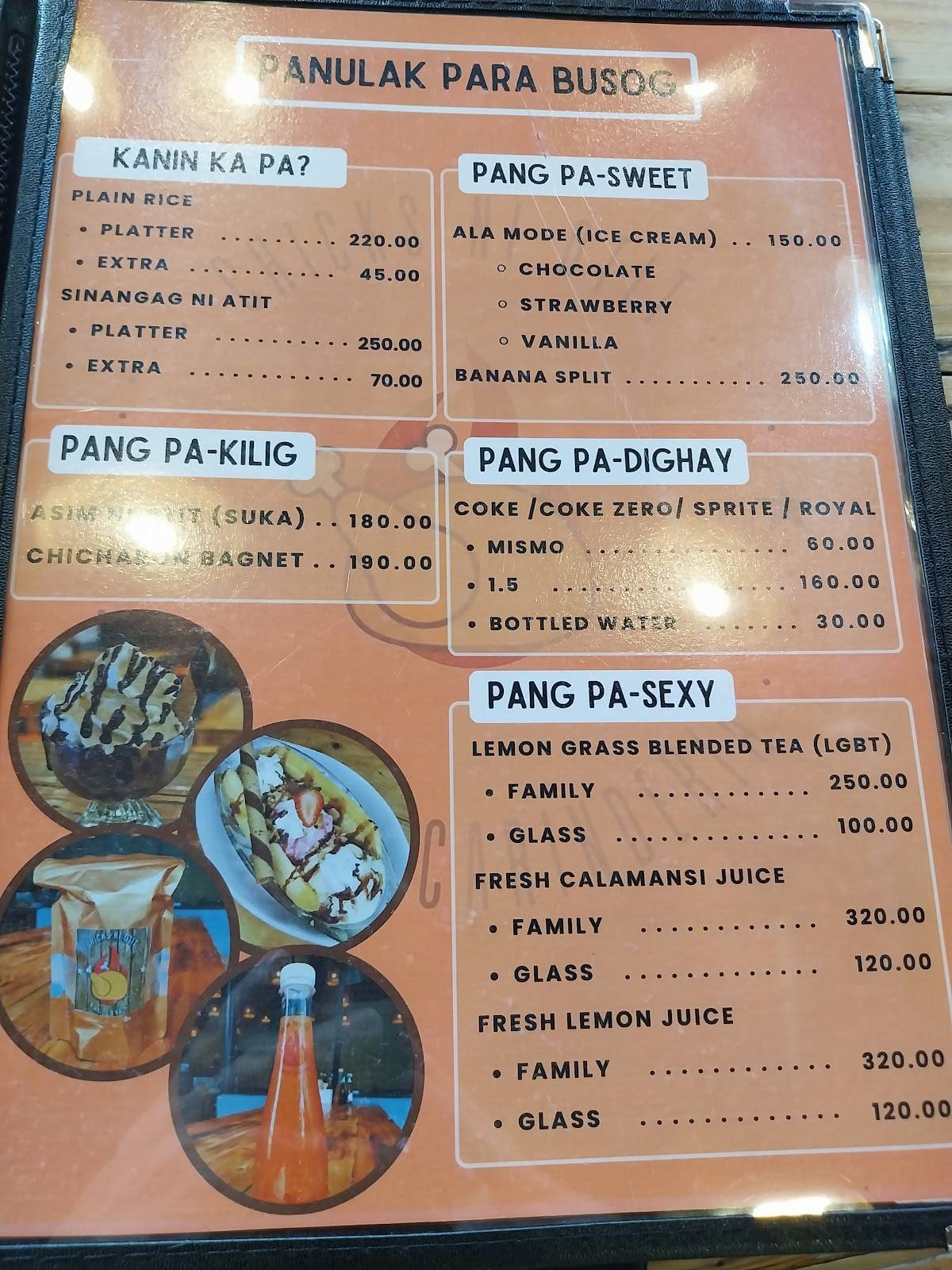 Menu at Chicks ni Otit Tagaytay restaurant, Tagaytay