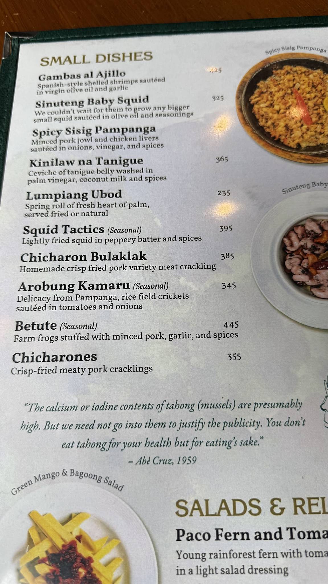 Menu at Abe restaurant, Taguig, 11th Ave