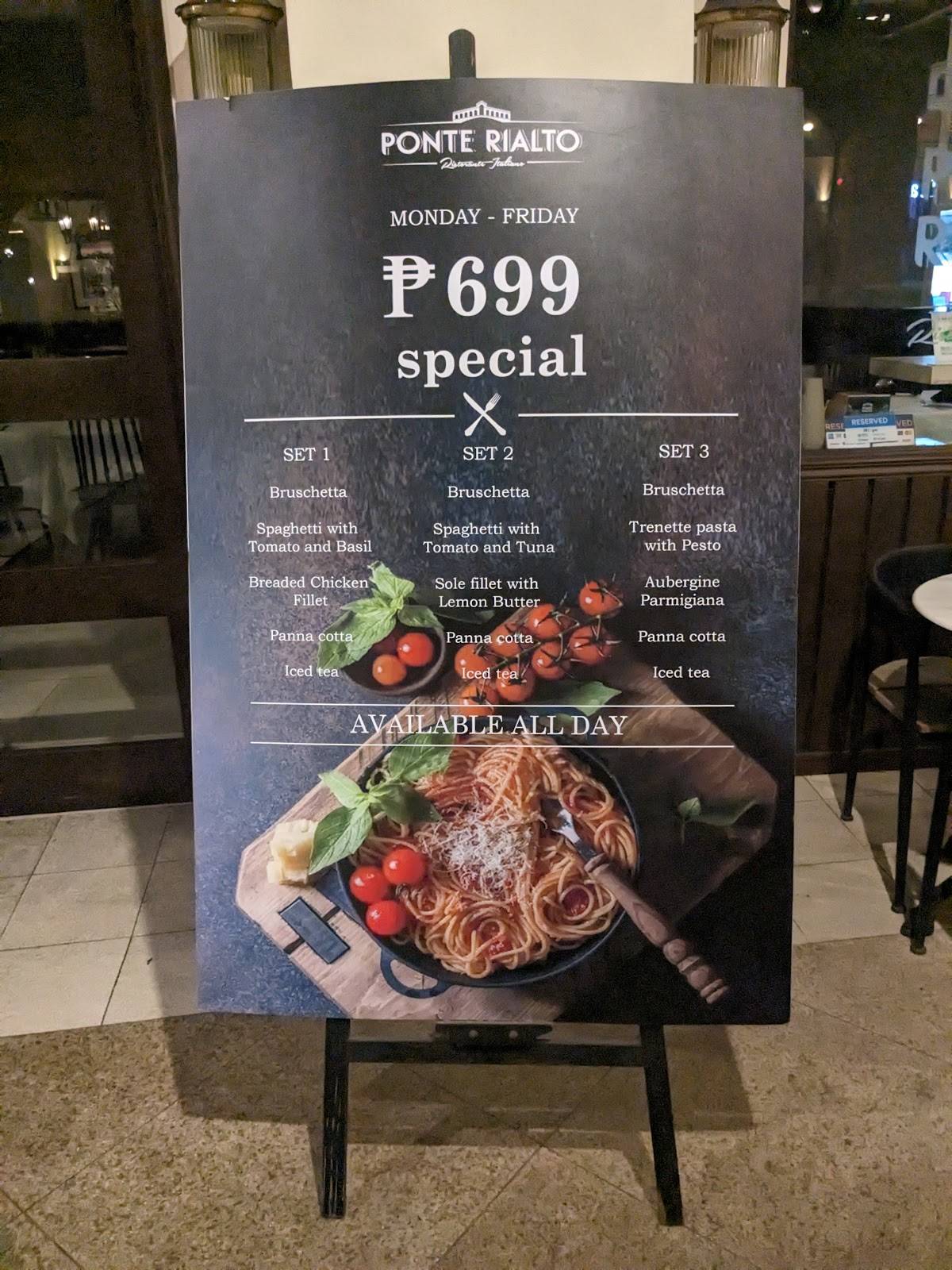 Menu at Ponte Rialto Venice Grand Canal Mall restaurant, Taguig, A122 ...