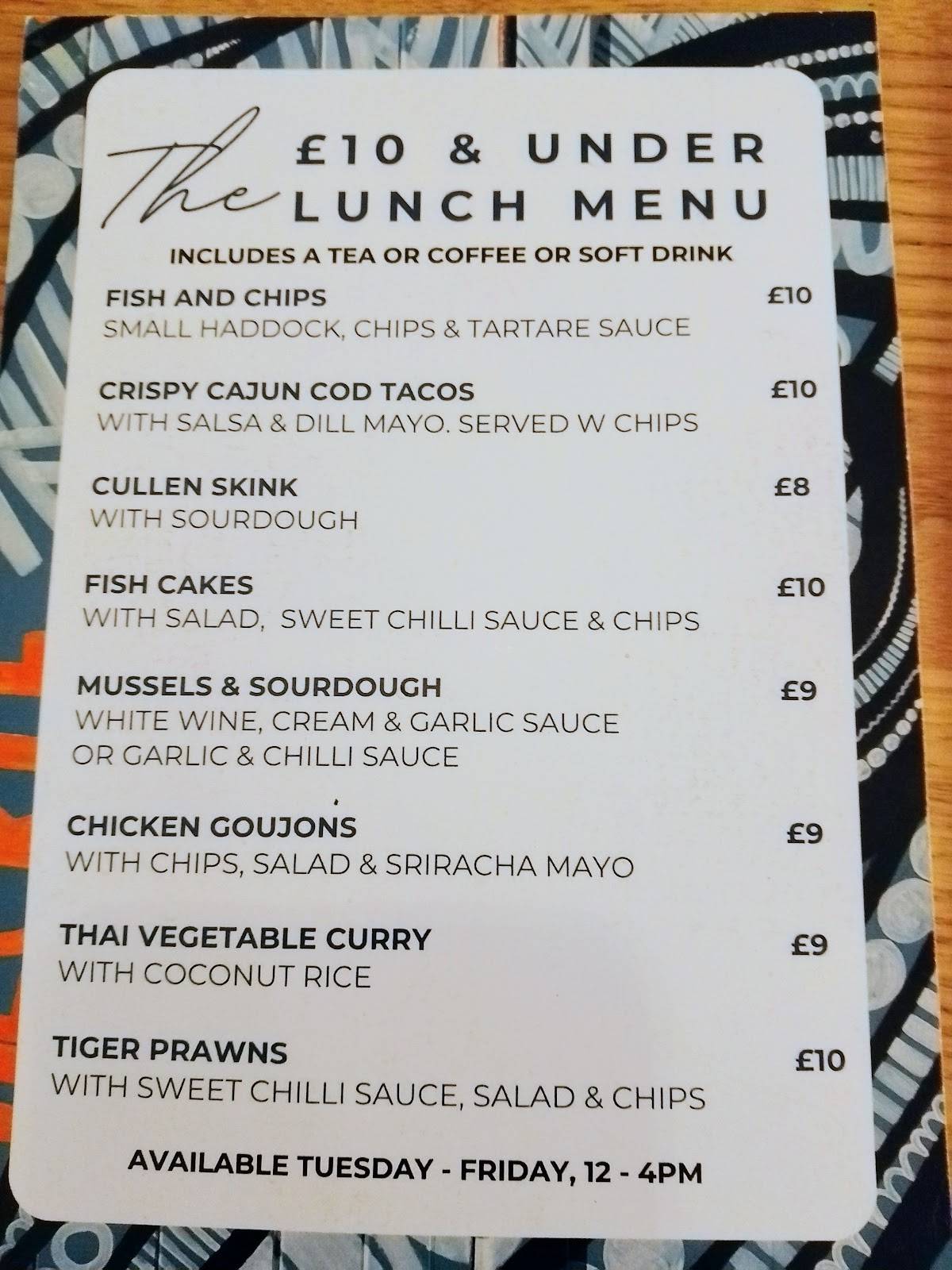 Menu at Tailend fast food, Dundee