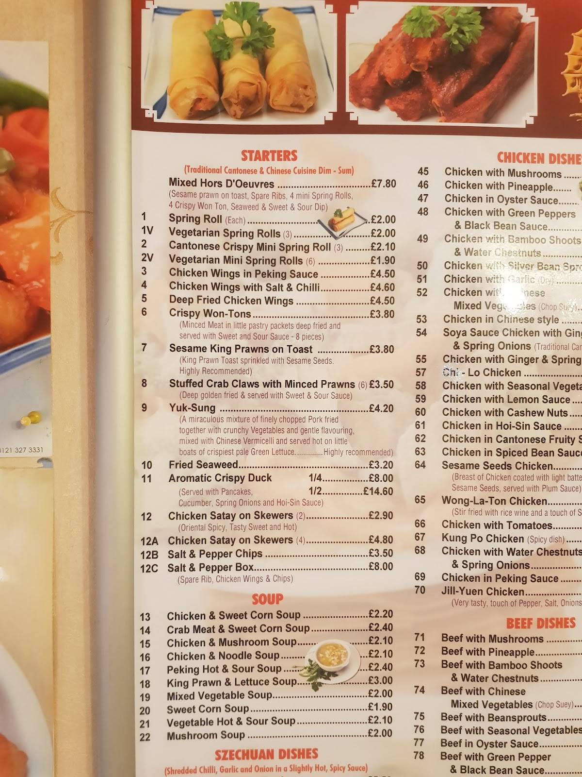 Menu at Taipan Chinese Takeaway fast food, Gloucester
