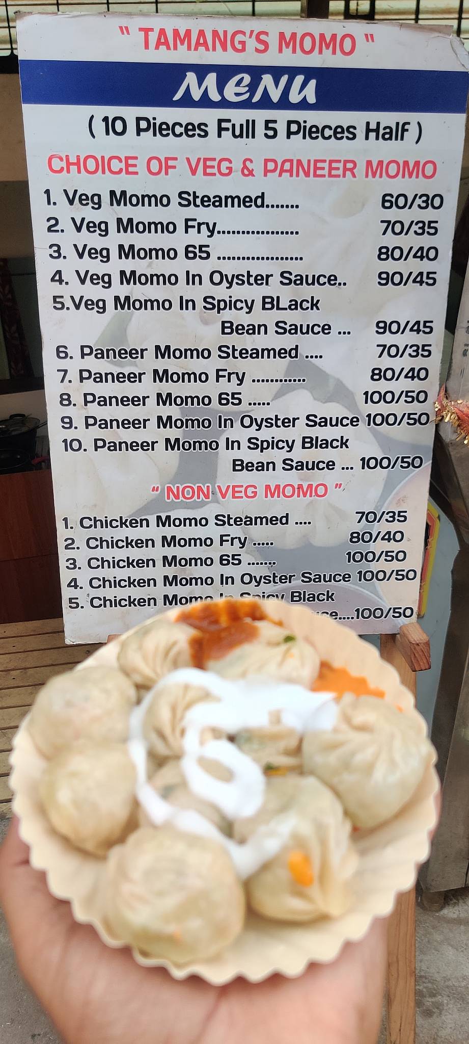 Menu at Tamang Momo, Hyderabad