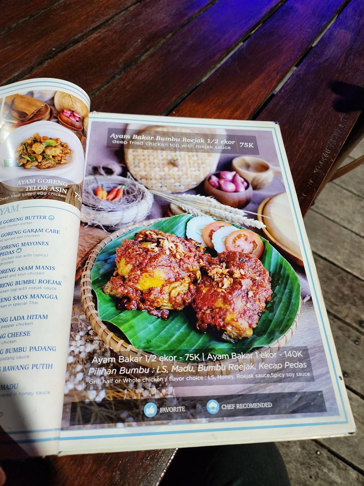 Menu at Lemakan Samudra restaurant, Tarakan
