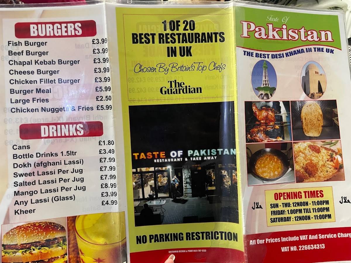 Menu at Taste of Pakistan Restaurant and Take away, London