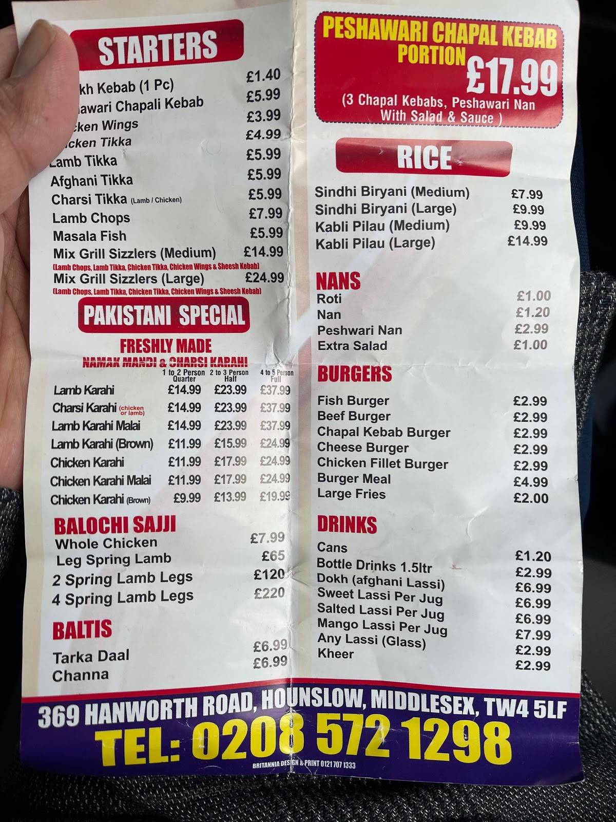 Menu at Taste of Pakistan Restaurant and Take away, London