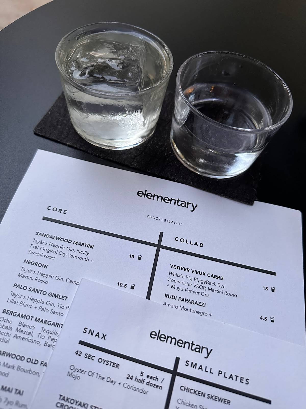Menu at Tayēr + Elementary pub & bar, London