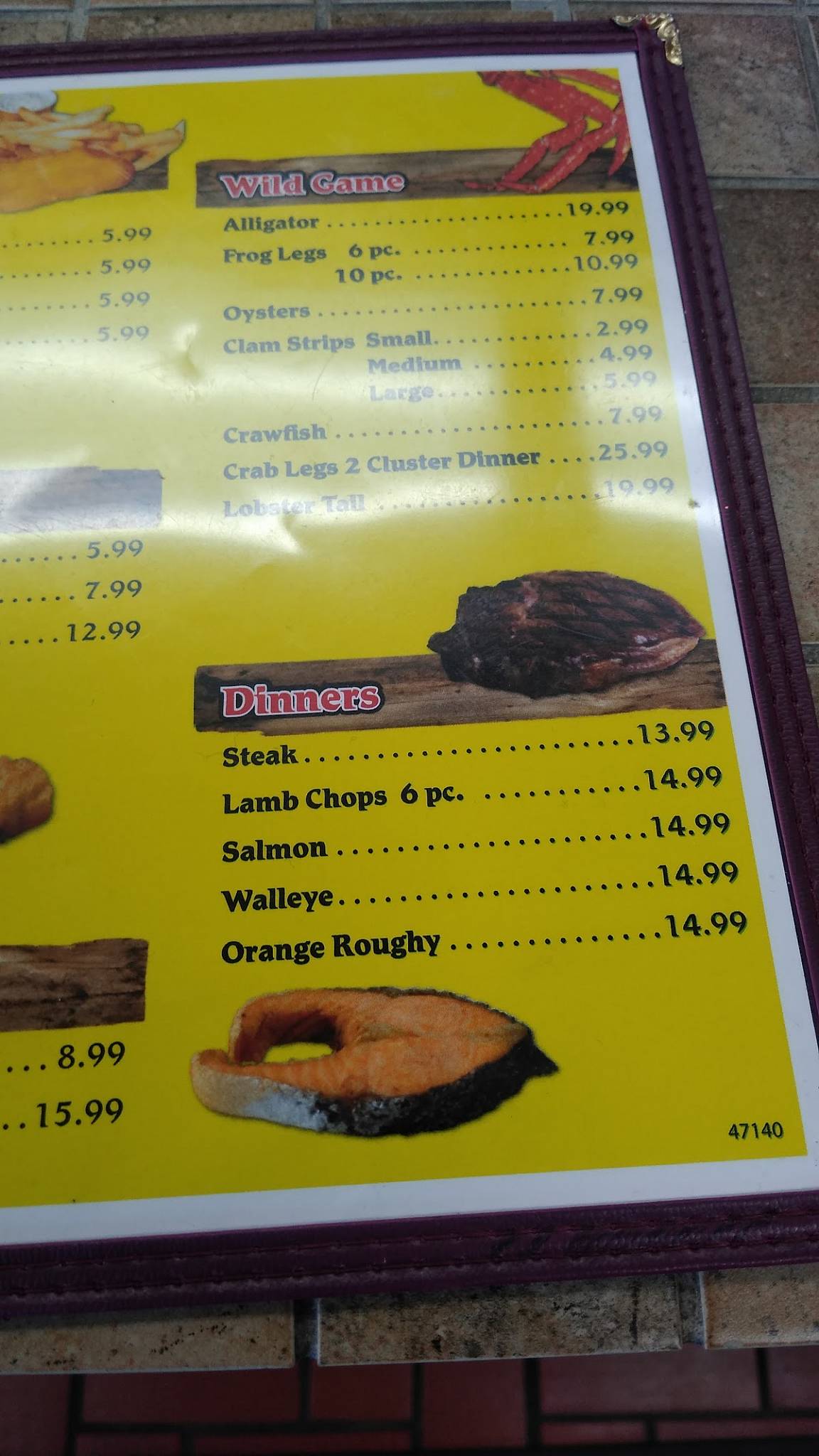 Menu at Al's Chicken Man restaurant, Taylor