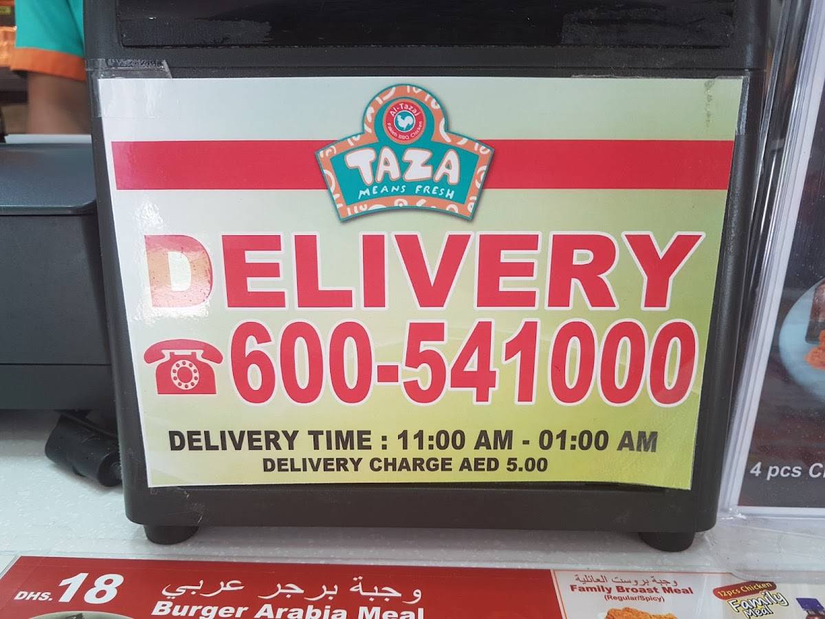 Menu at TAZA Airport Road Restaurant, Abu Dhabi, Sheikh Rashid Bin Saeed St