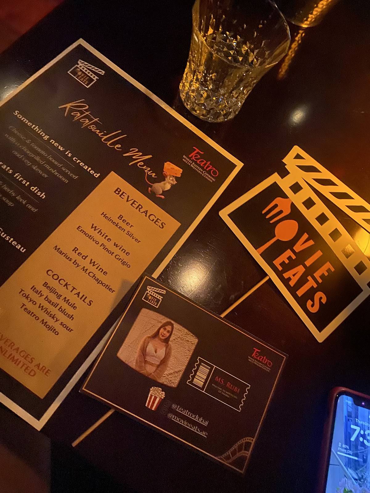 Menu at Teatro restaurant, Dubai, Sheikh Zayed Rd