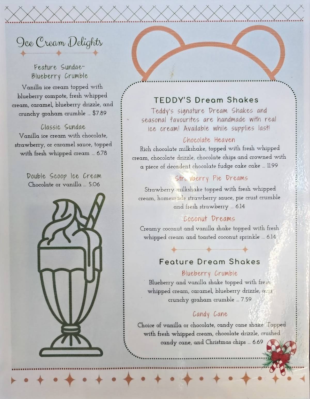 Menu at Teddy's Restaurant & Deli, Oshawa