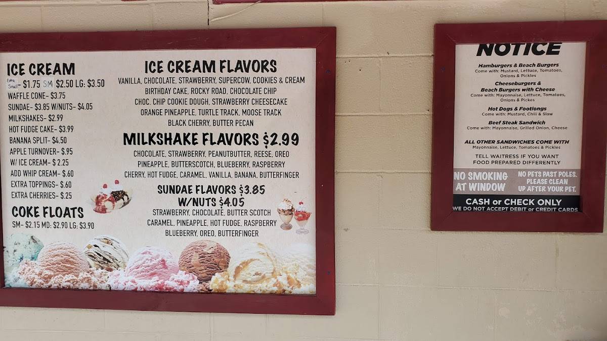 Menu at Tellico Beach Drive In restaurant, Tellico Plains