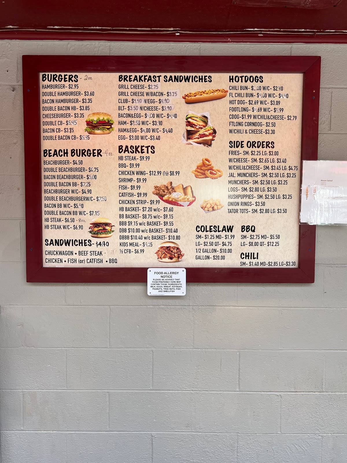 Menu at Tellico Beach Drive In restaurant, Tellico Plains