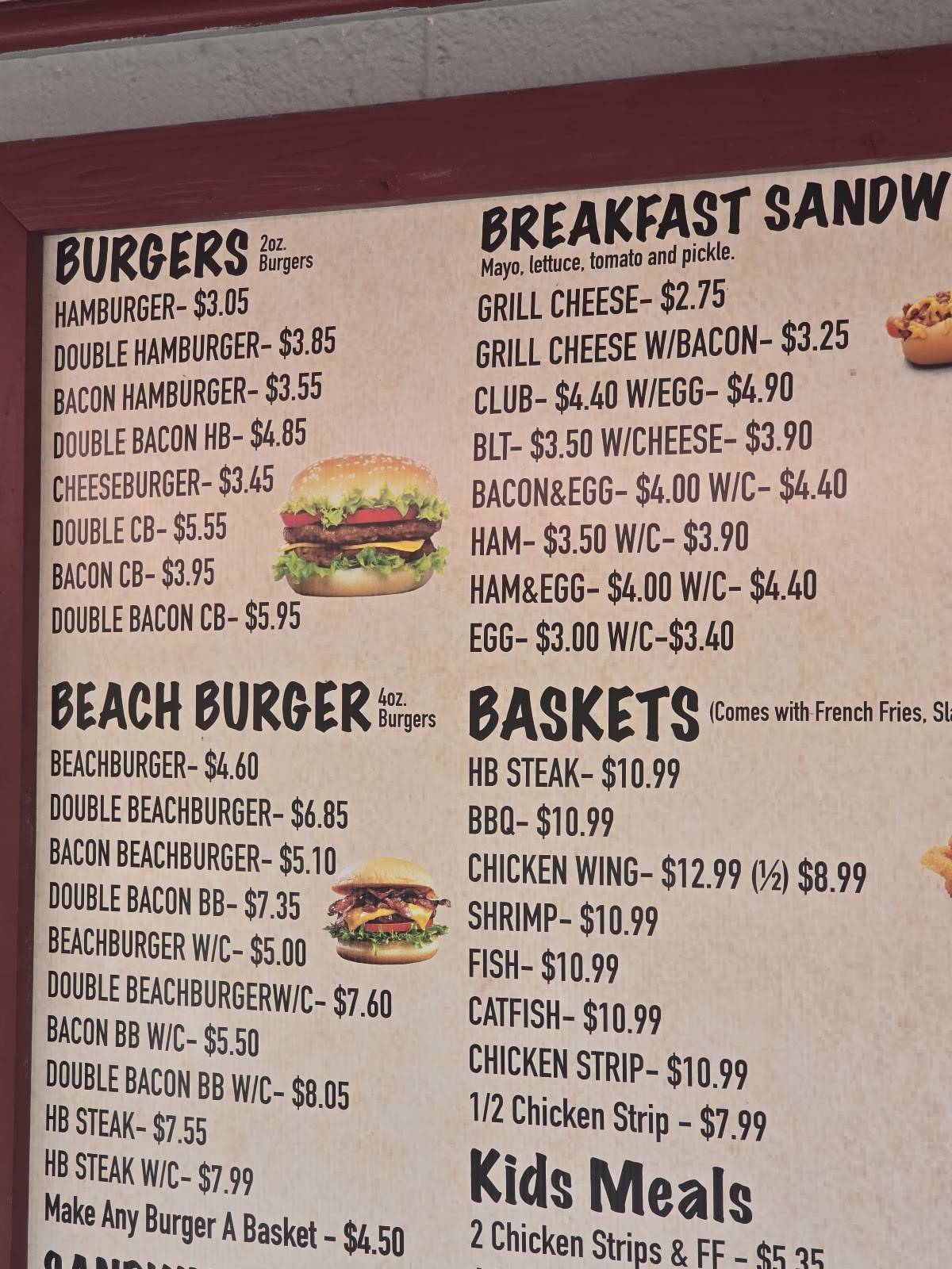 Menu at Tellico Beach Drive In restaurant, Tellico Plains