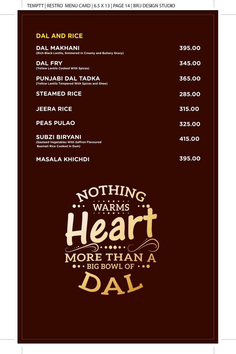 Menu at Temptt restro and cafe, Ahmedabad, 6th floor