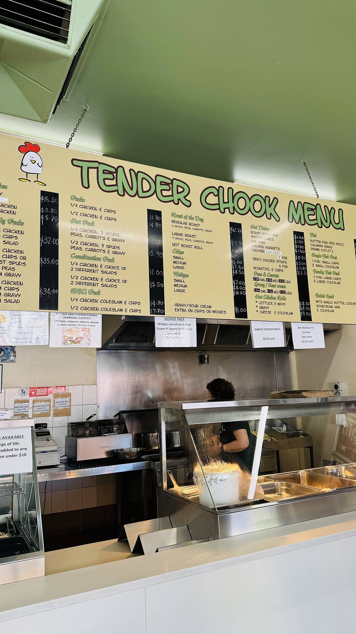 Menu at Tender Chook fast food, Castlemaine