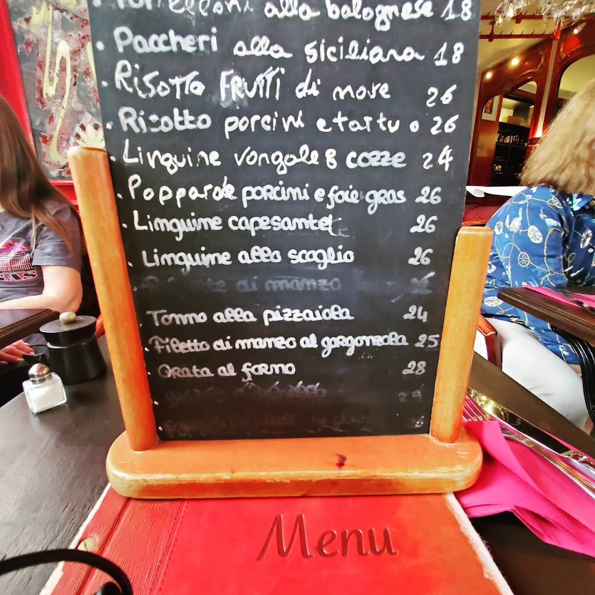 Menu at Terra Nera restaurant, Paris