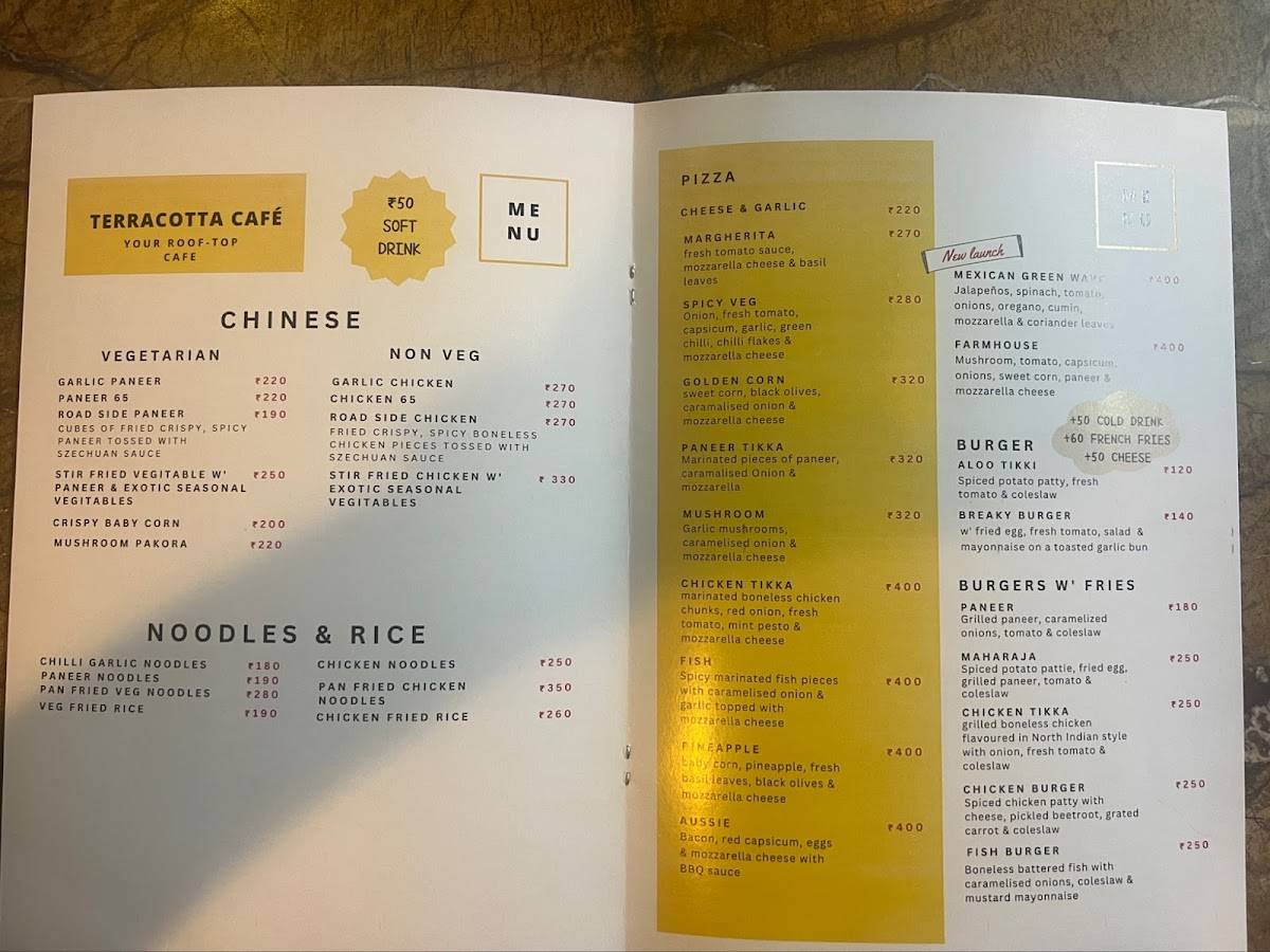 Menu at Terracotta Cafe, Varanasi, B1/146