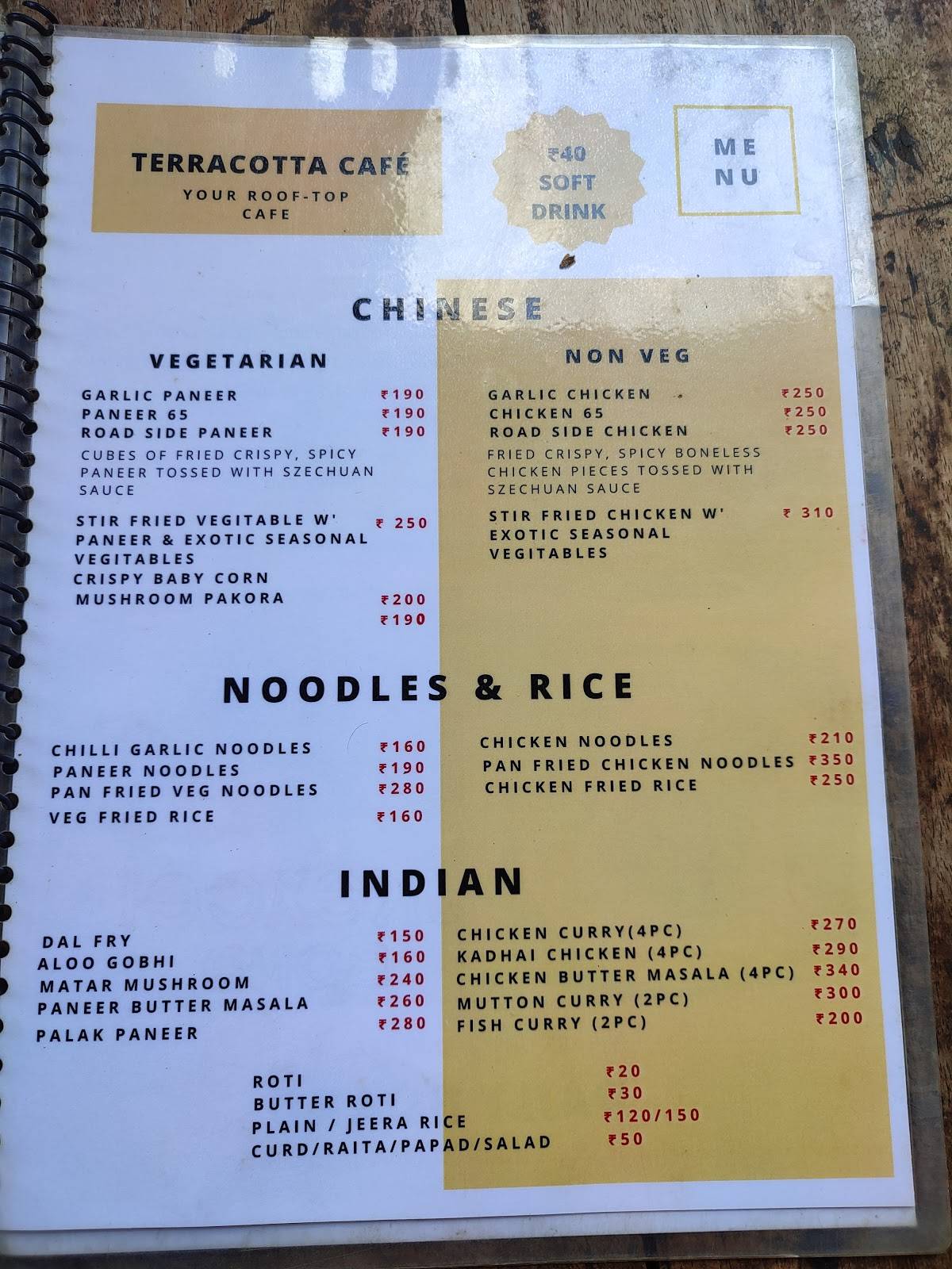 Menu at Terracotta Cafe, Varanasi, B1/146
