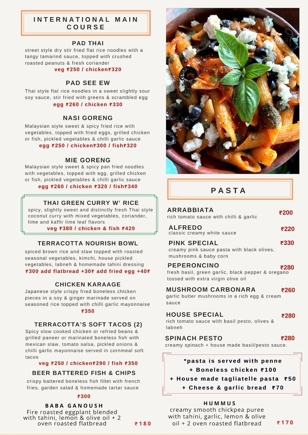 Menu at Terracotta Cafe, Varanasi, B1/146