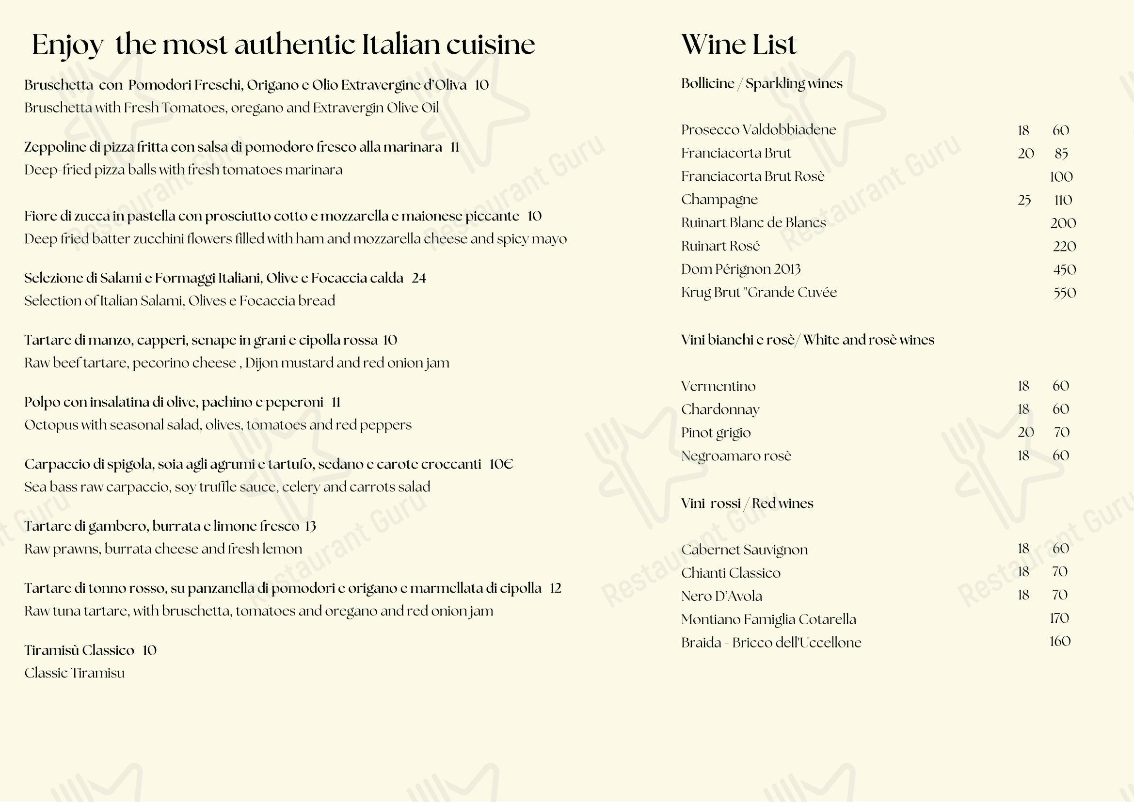 Menu at Terrazza Nainer pub & bar, Rome