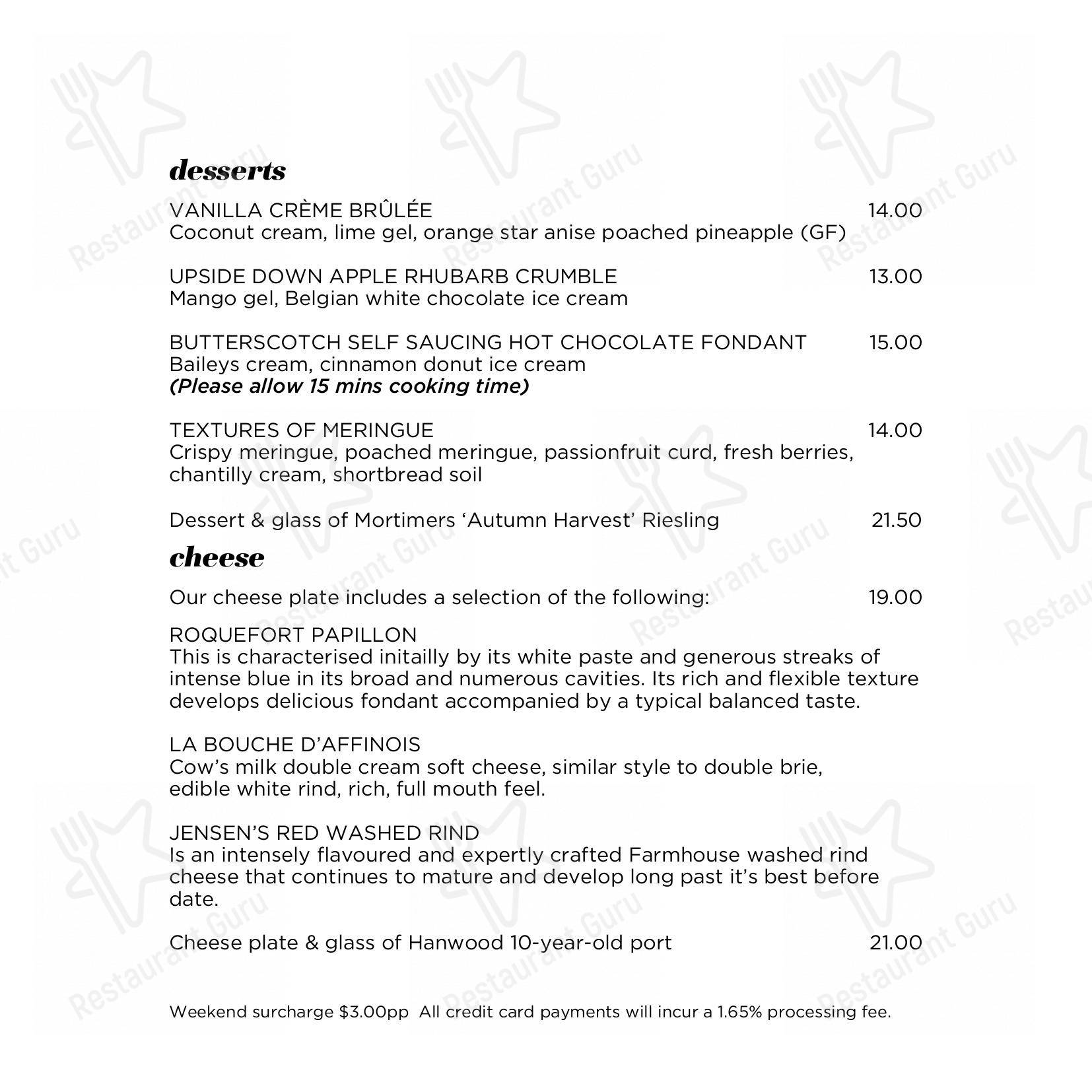 Menu at Reef Restaurant, Terrigal