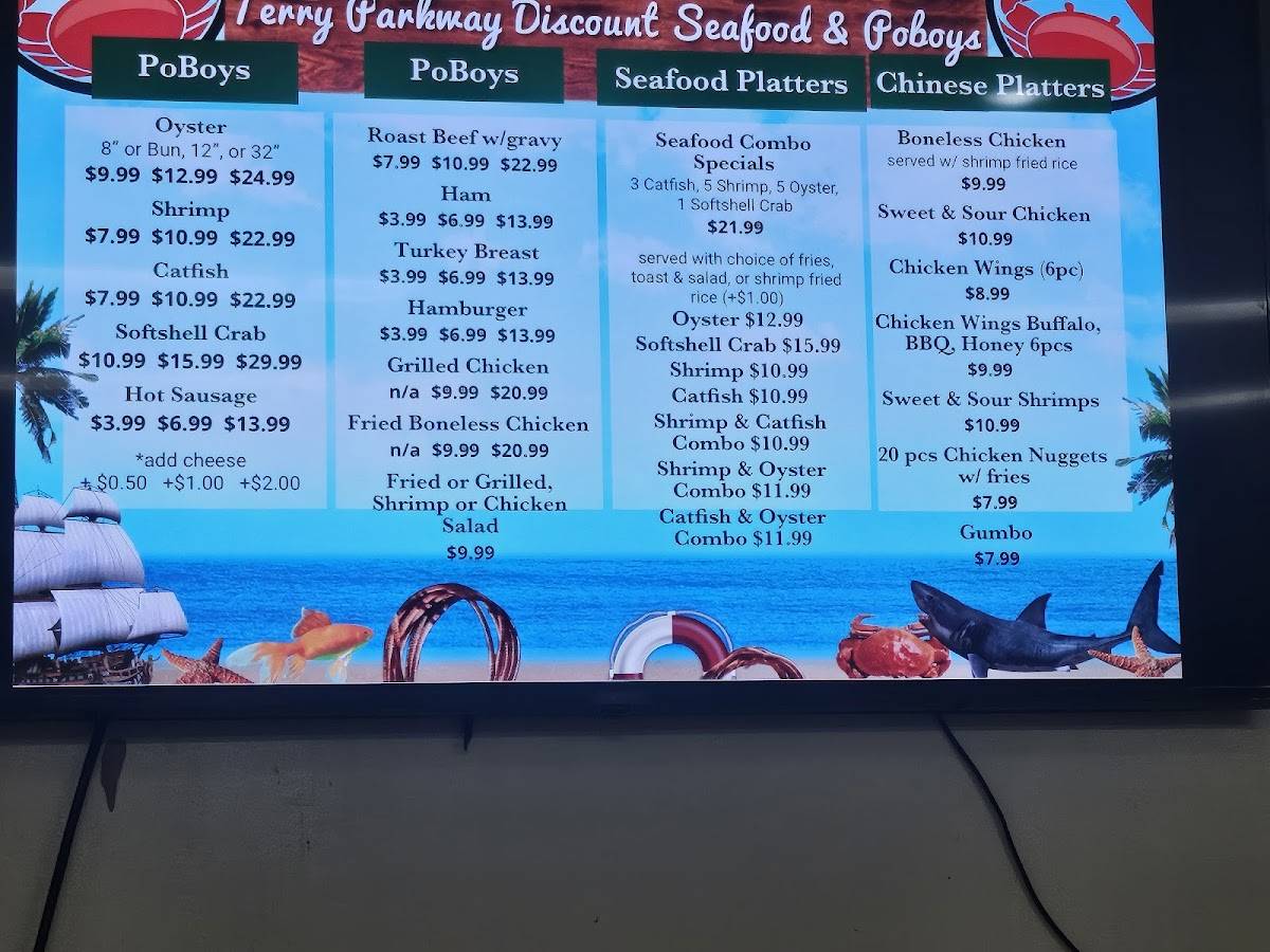 Menu at Terry Parkway Seafood restaurant, Terrytown