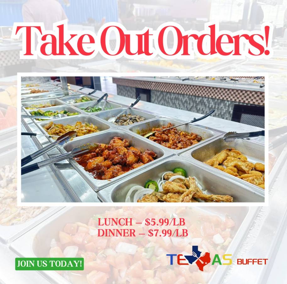 Menu at Texas Buffet restaurant, Houston