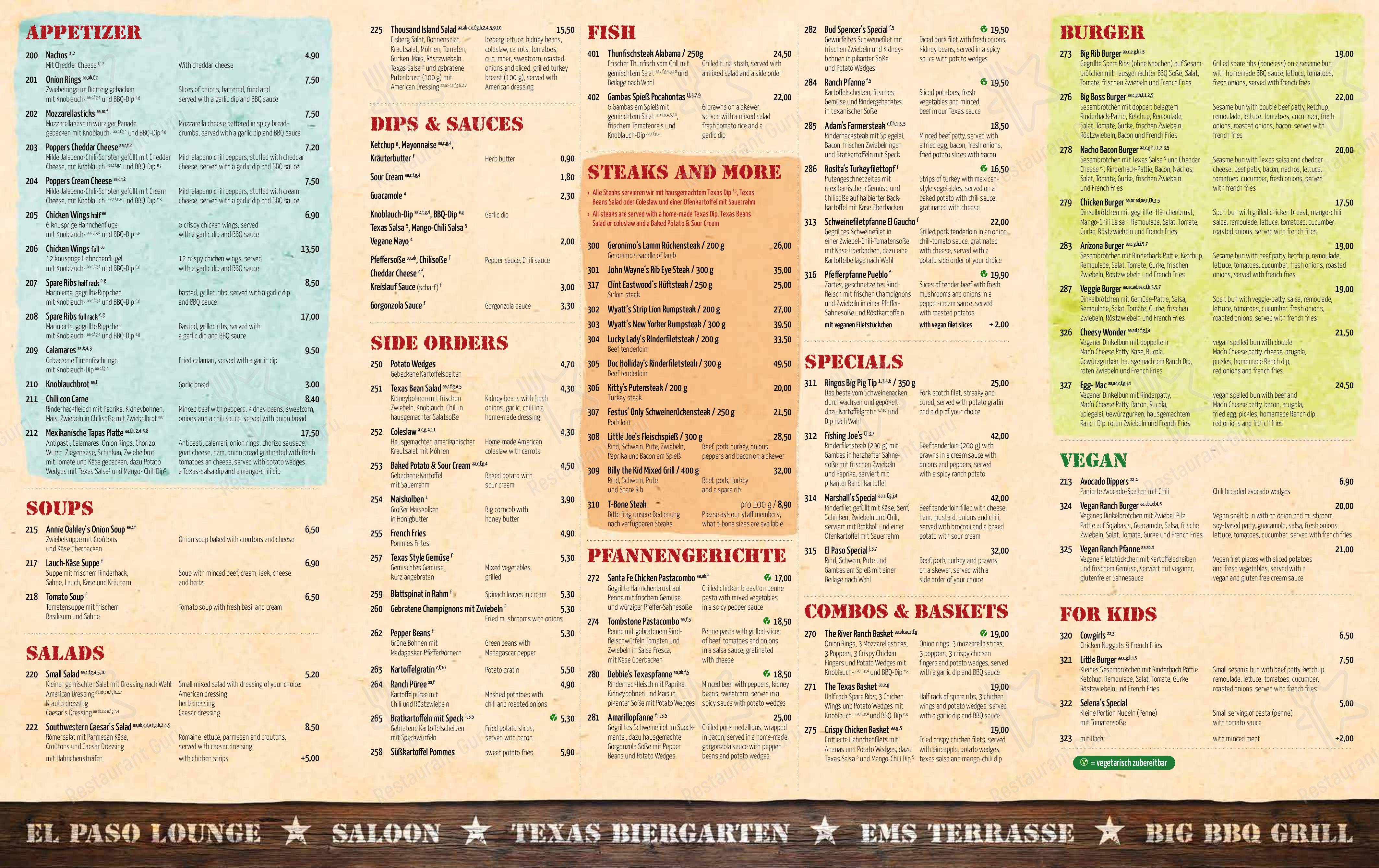 Speisekarte von Texas Riverranch steakhaus, Leer (Ostfriesland)