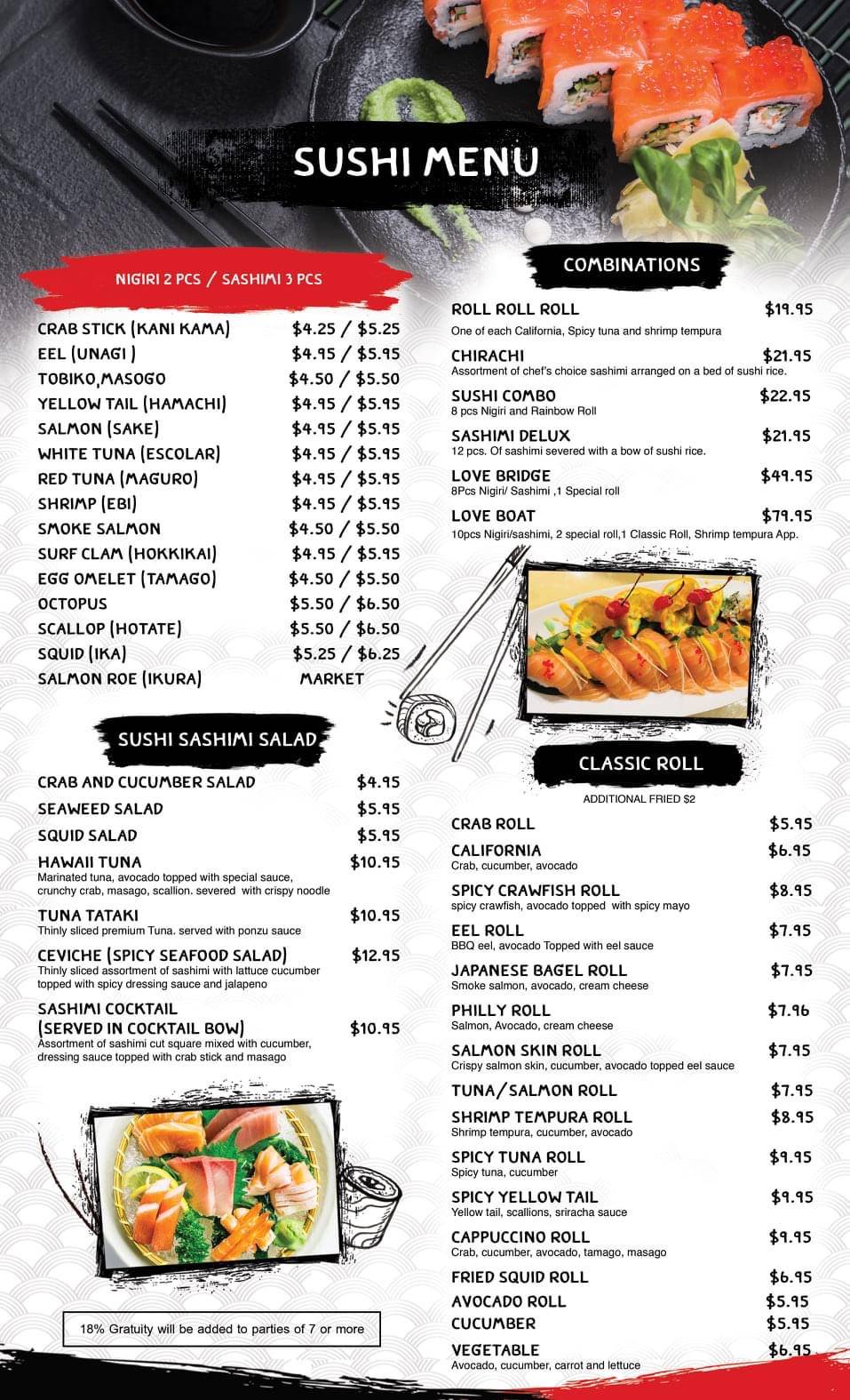 Menu at Thai Fusion restaurant, Mobile
