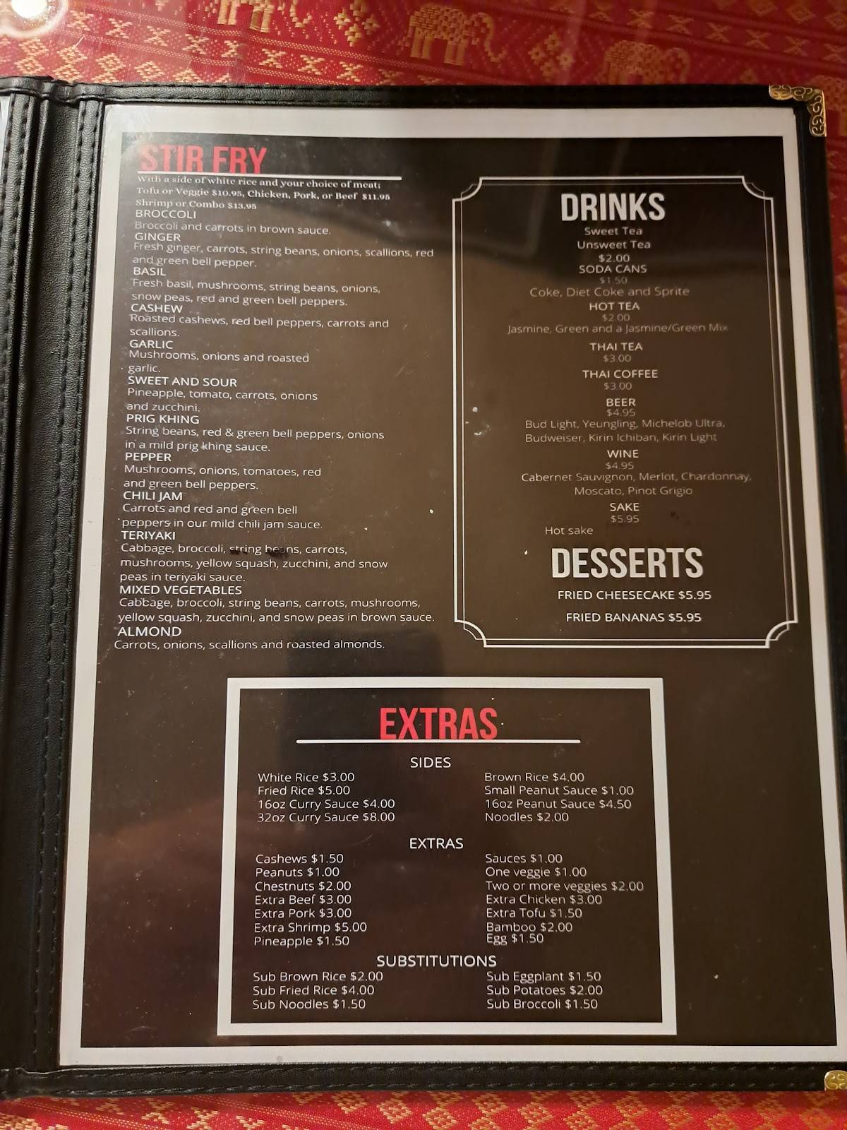 Menu at Thai Hot Spot restaurant, Spring Hill