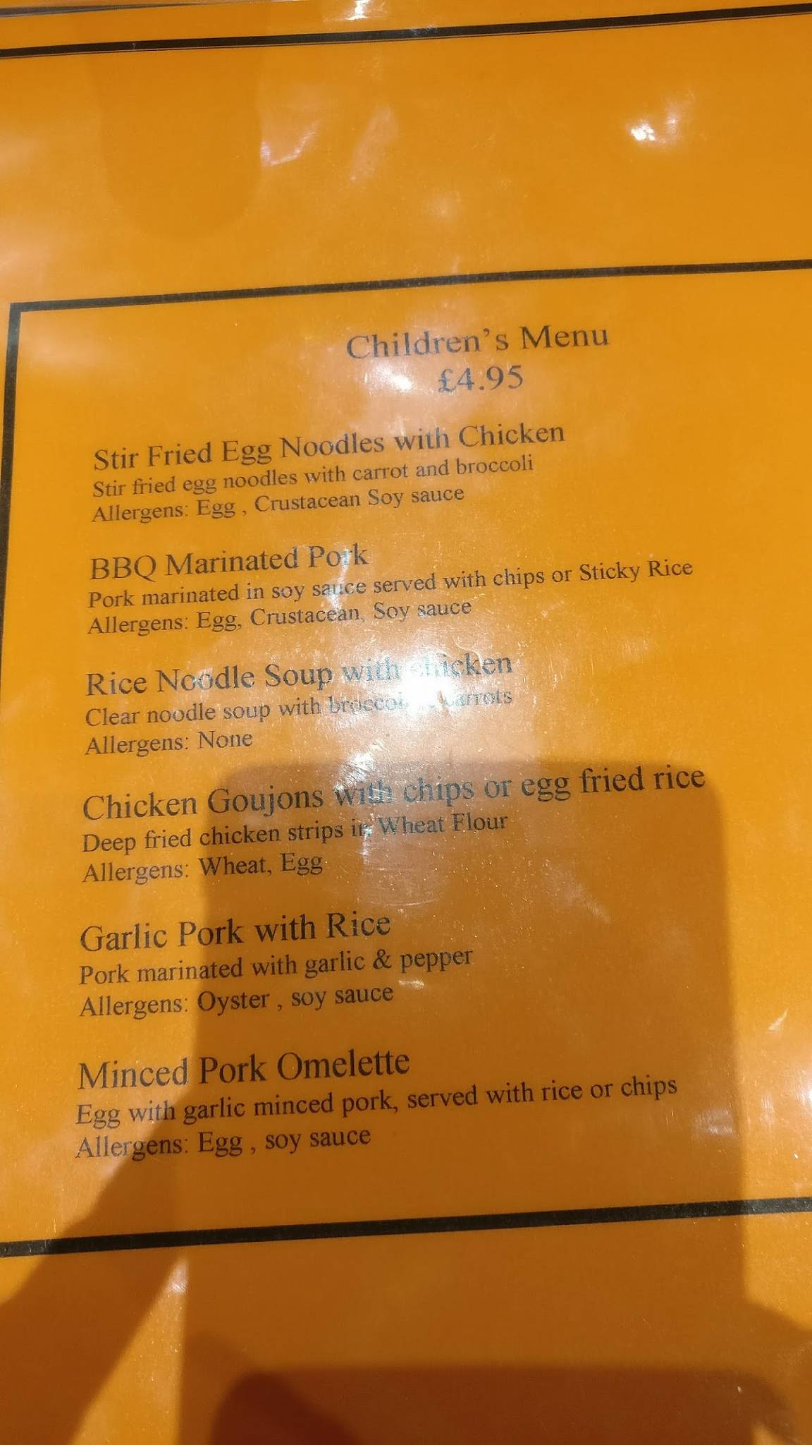 Menu at Thai Street Food restaurant, Worthing