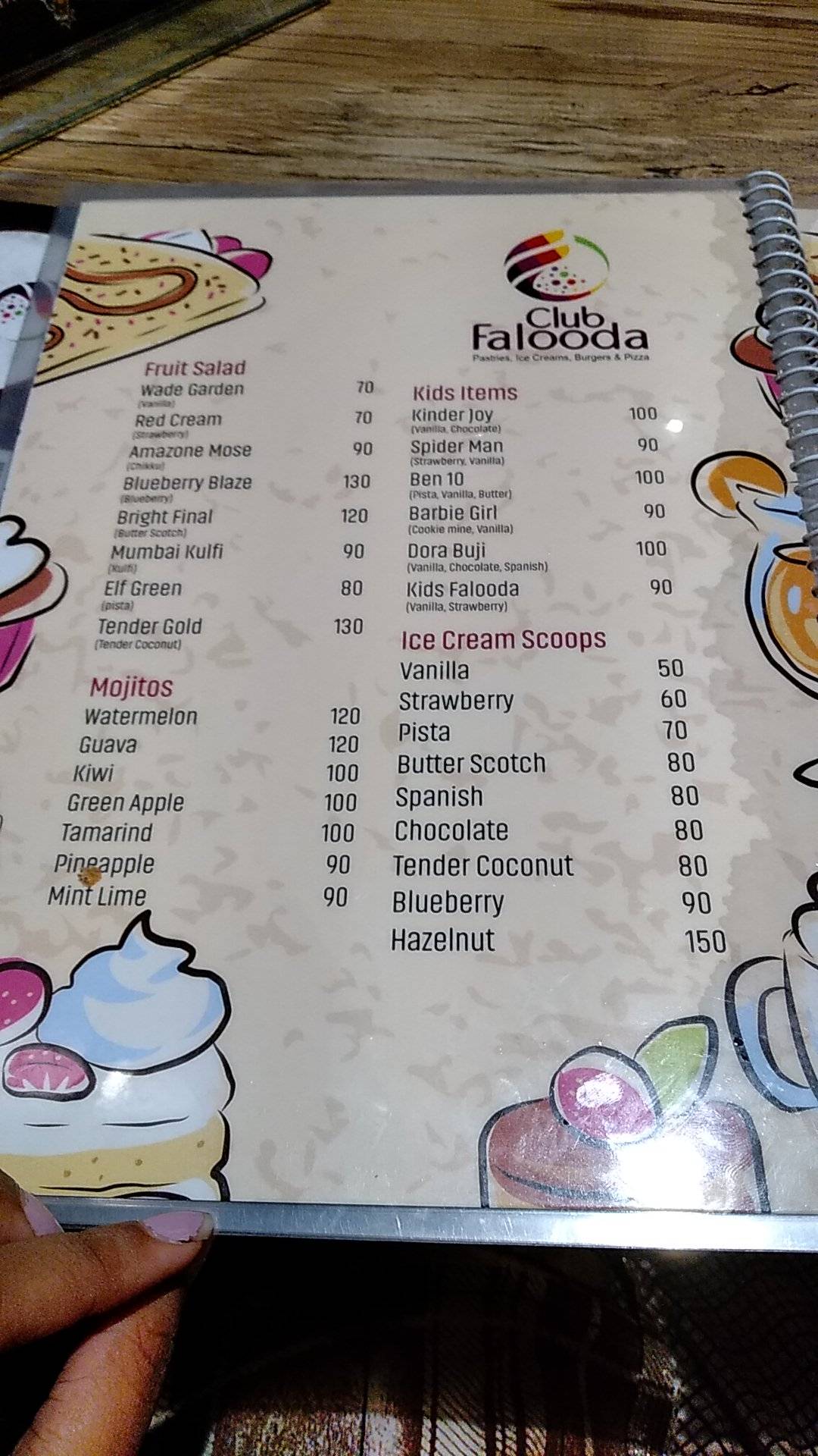 Menu at Club Falooda, Taliparamba