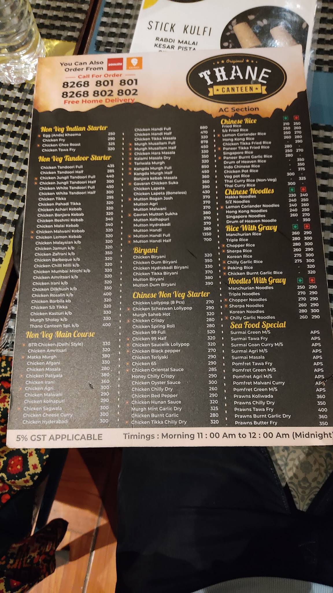 Menu at Thane Canteen, Thane