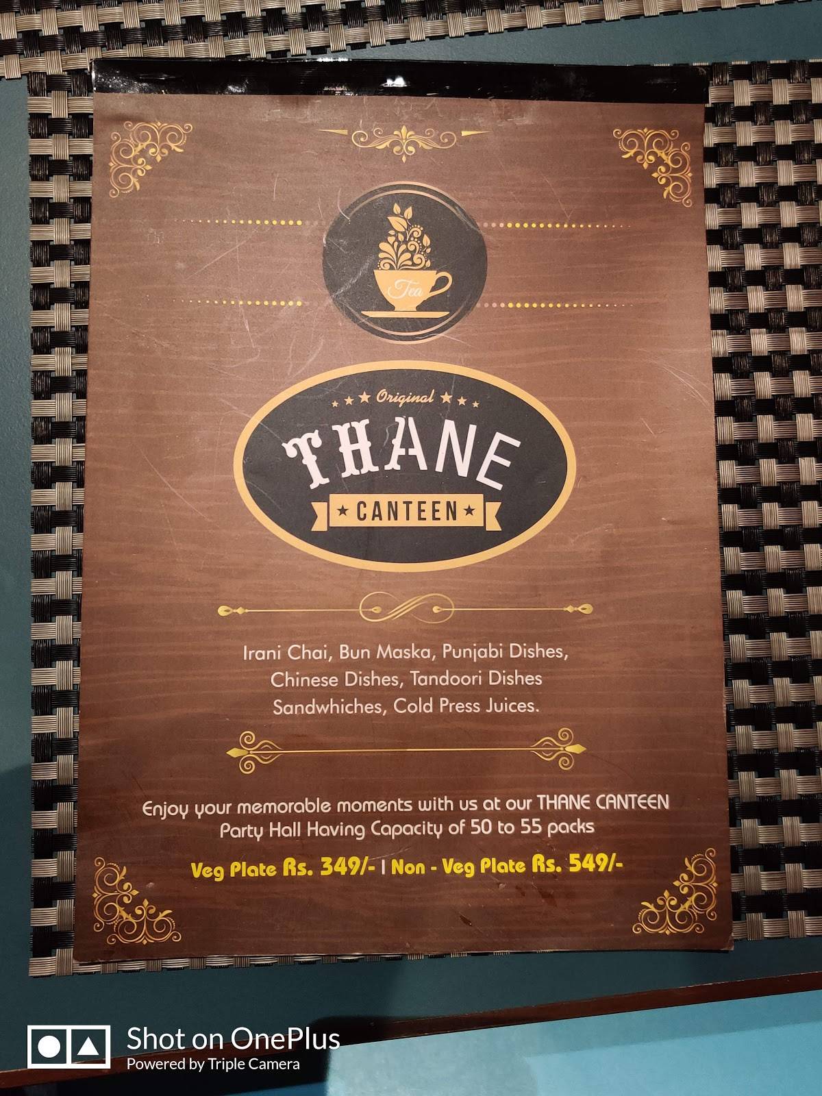 Menu at Thane Canteen, Thane