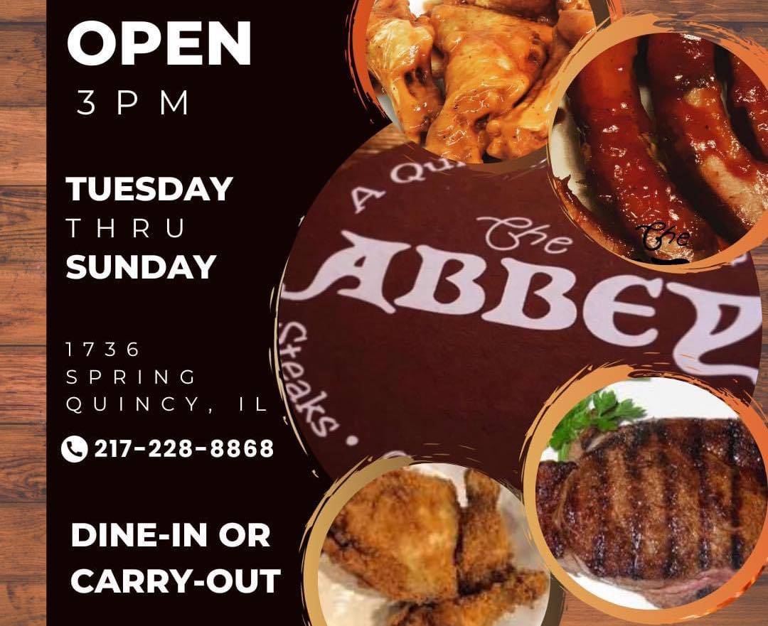Menu at The Abbey steakhouse, Quincy