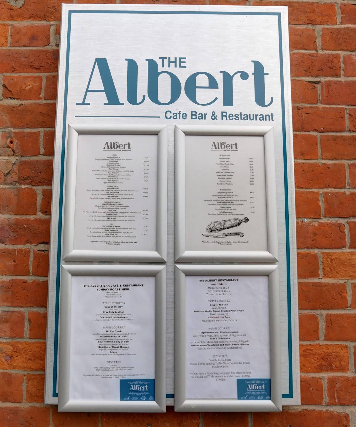 Menu at The Albert Bar/restaurant, Tamworth