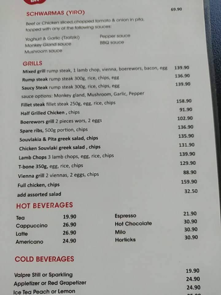 Menu at The Apple Bite restaurant, Edenvale