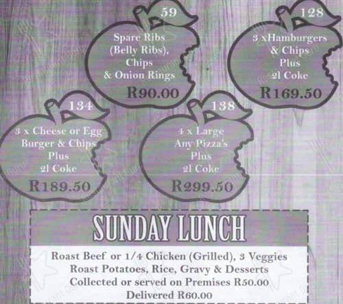 Menu at The Apple Bite restaurant, Edenvale