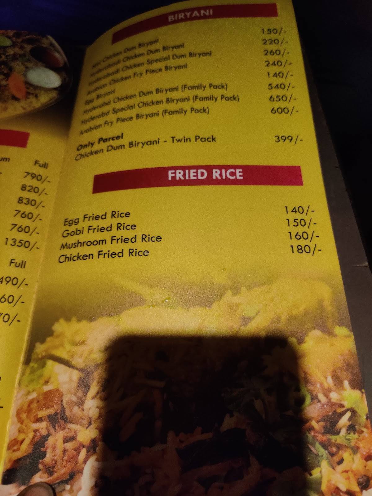 Menu at The Arabian Nights Restaurant, Tirupati