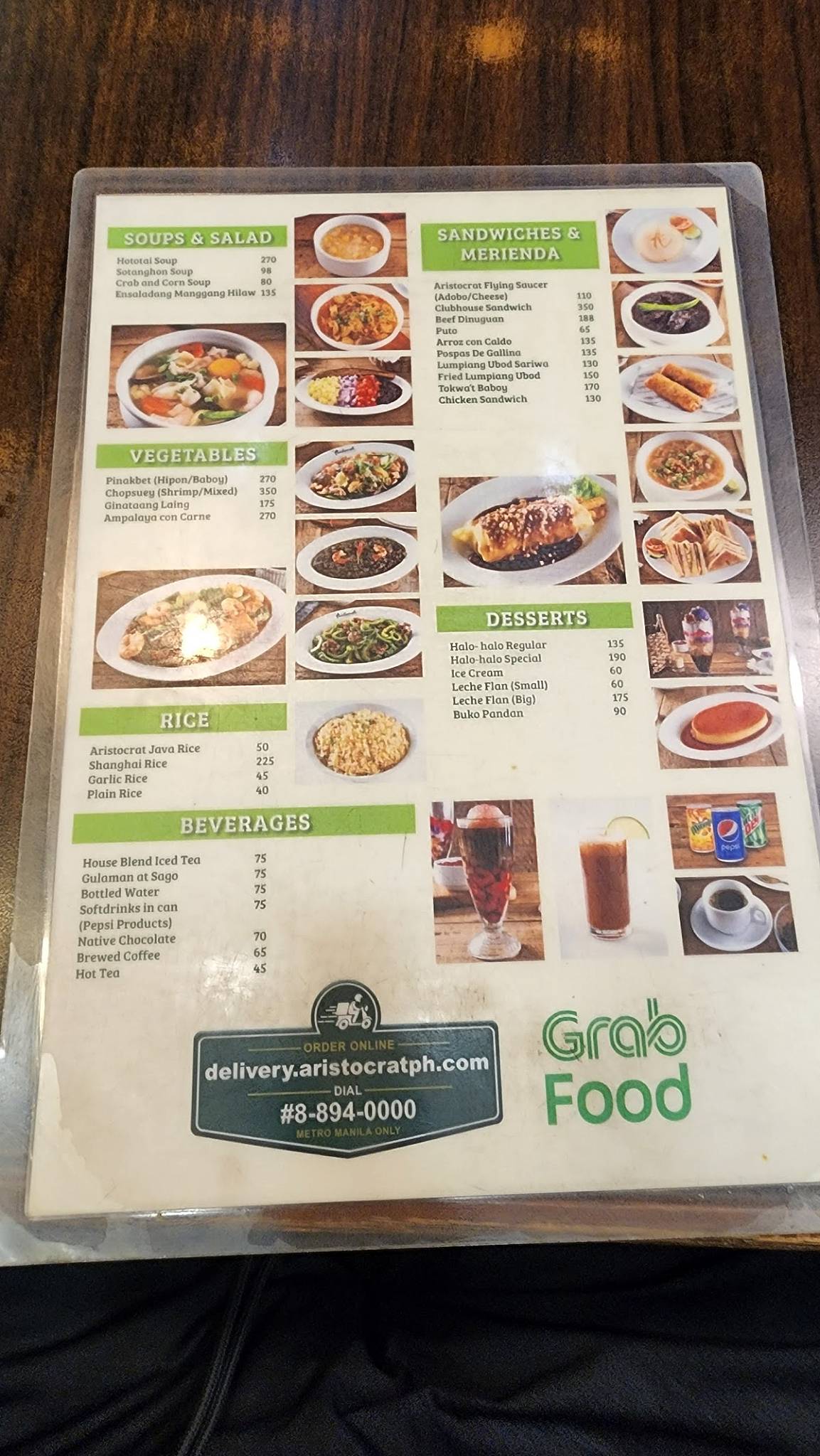 Menu at The Aristocrat Restaurant - 518 Banawe, Quezon City, 518 Banawe St