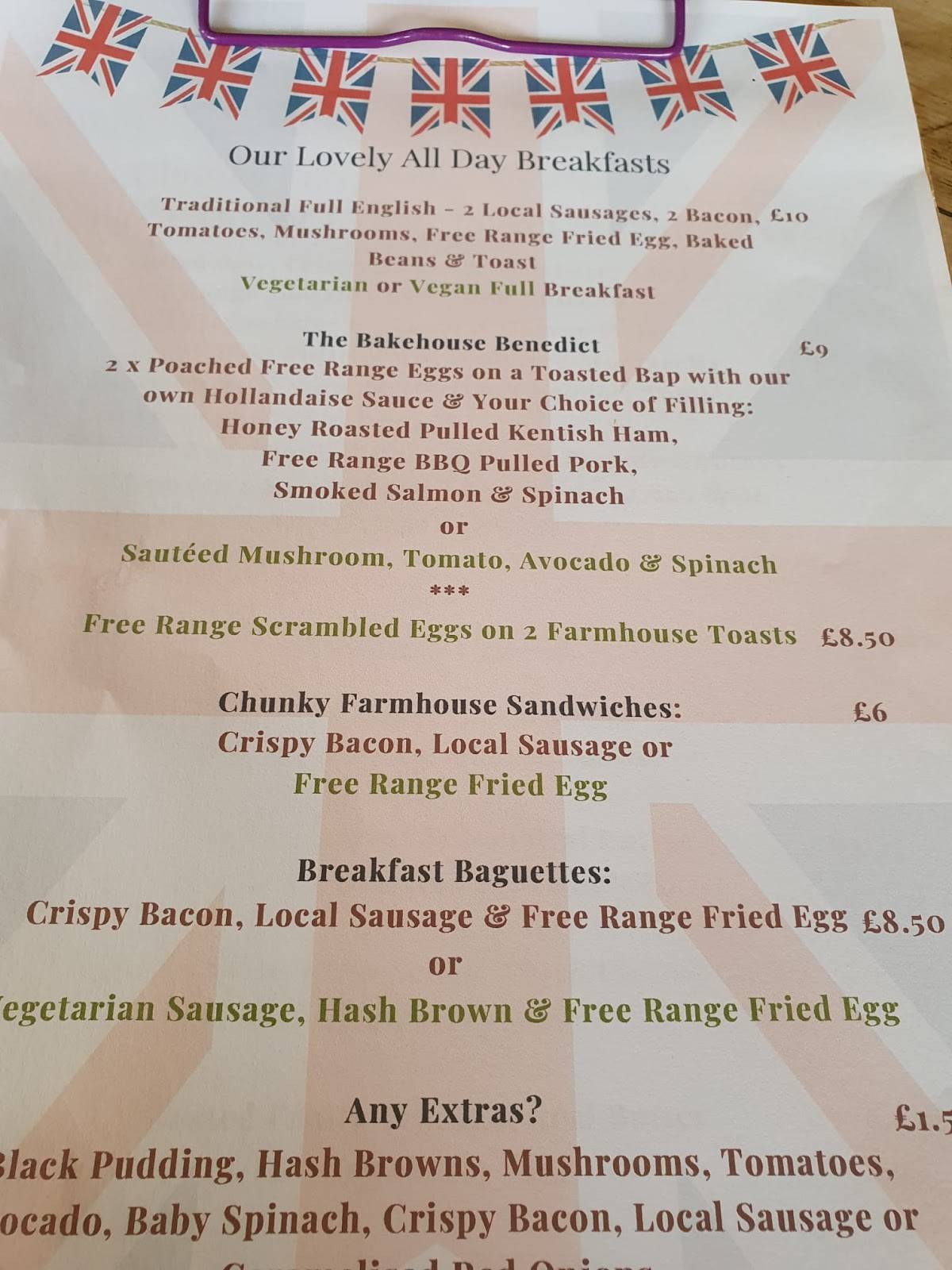 Menu at The Bakehouse Cafè cafe, Smarden